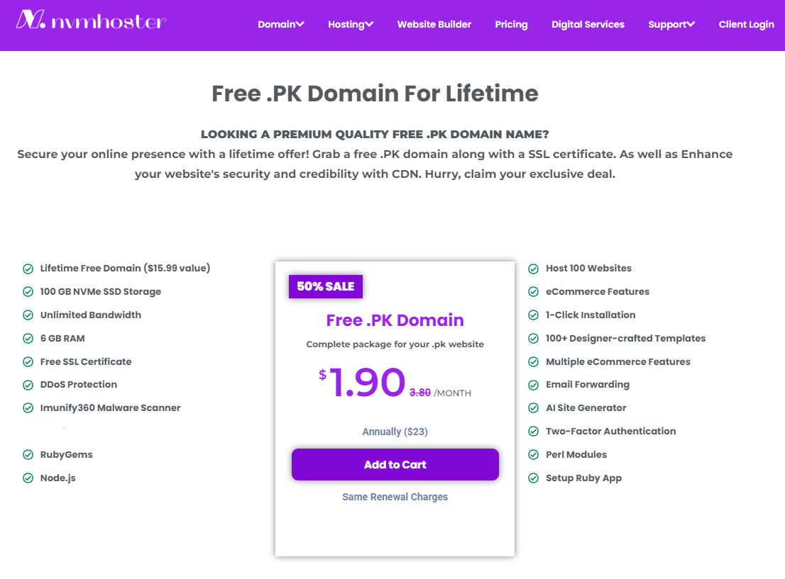 Free .pk domain - NVMHoster